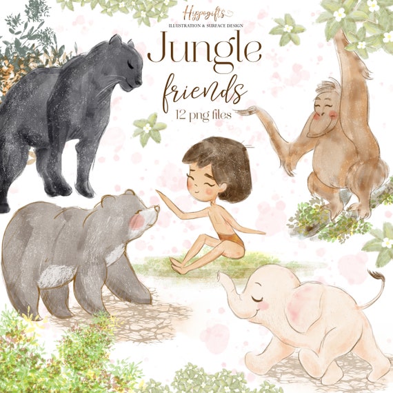 Jungle Friends Illustrationjungle Clip Artsanimals Clip | Etsy