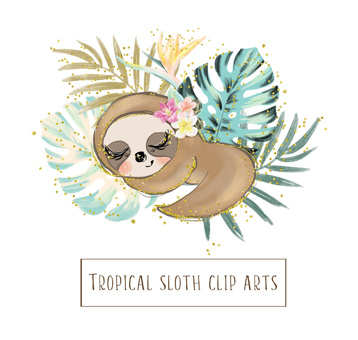 Tropical Sloth Clipart Sloth Clipart - Etsy