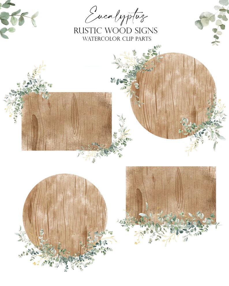 Eucalyptus Rustic Wood Signs Clipart Eucalyptus Wood Sign - Etsy