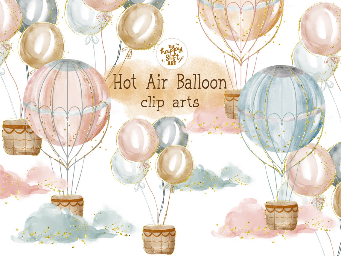 Hot Air Balloon Clip Arts Balloon Clip Arts Watercolor Hot - Etsy