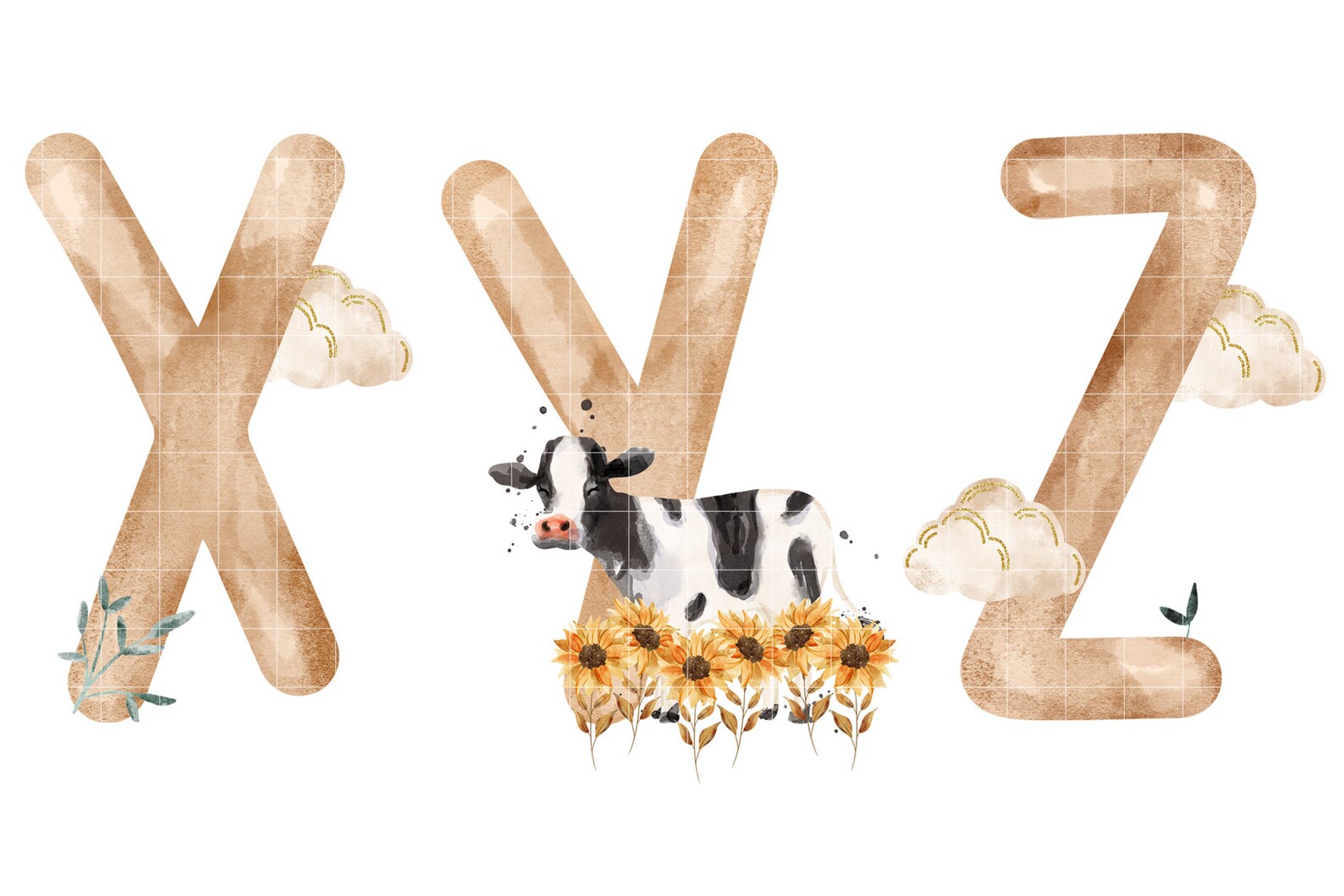 Farm Alphabet Clipart Letters Illustrationsabc - Etsy