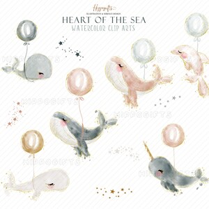 Watercolor Whale Cliparts,sealife Clipart,fish Clipart,dolphin Clipart ...