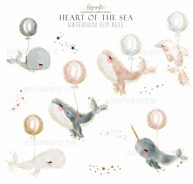 Watercolor Whale Cliparts,sealife Clipart,fish Clipart,dolphin Clipart ...