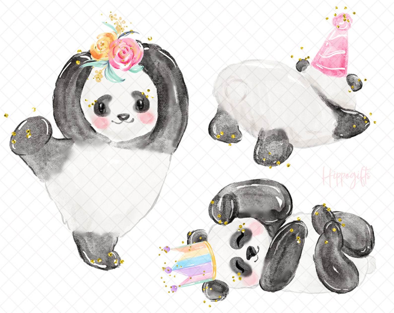 Panda watercolor clipartpanda illustrationanimal | Etsy