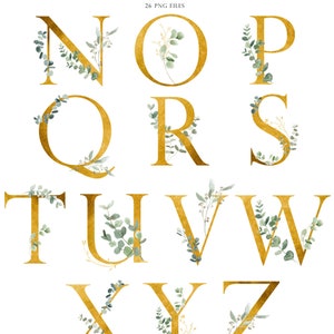 Eucalyorus Alphabet Clip Art , Gold Alphabet Clip Art , Eucalyptus ...