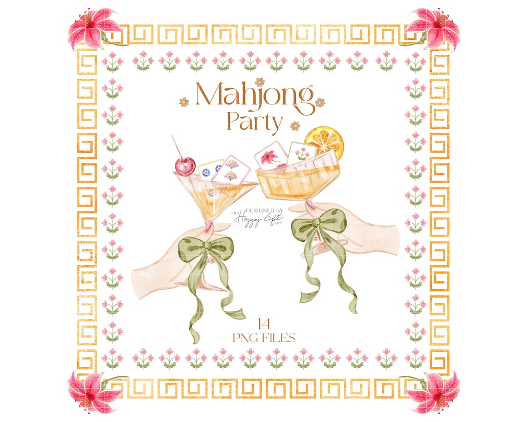 Mahjong Party Clipart, Mahjong Watercolor PNG, Chinese Mahjong Clipart ...
