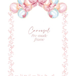 Pink Carousel With Horse Watercolor Cliparts Balloons Clipart Birthday ...