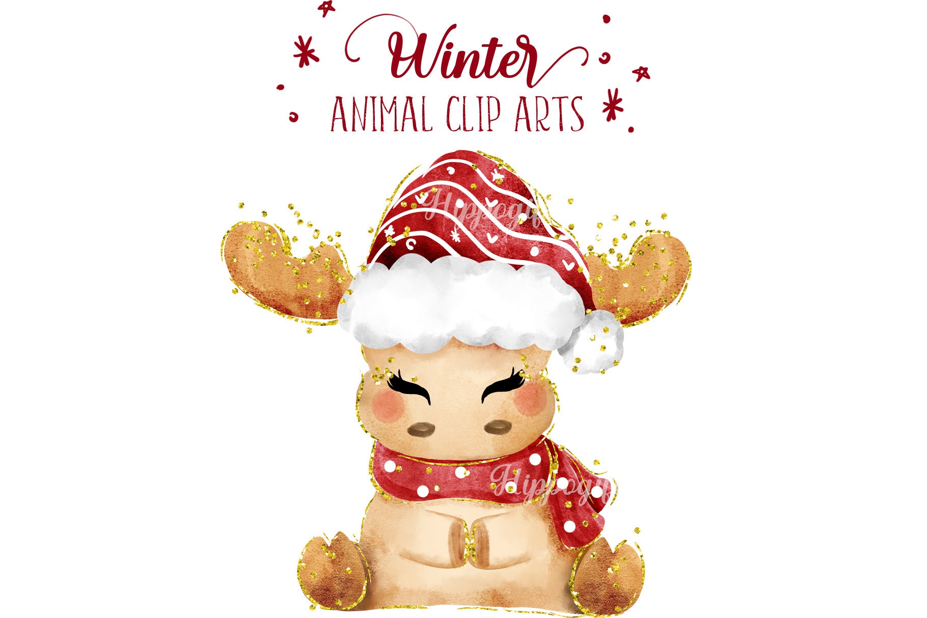 Winter Christmas Animal Clip Artschristmas Animal - Etsy