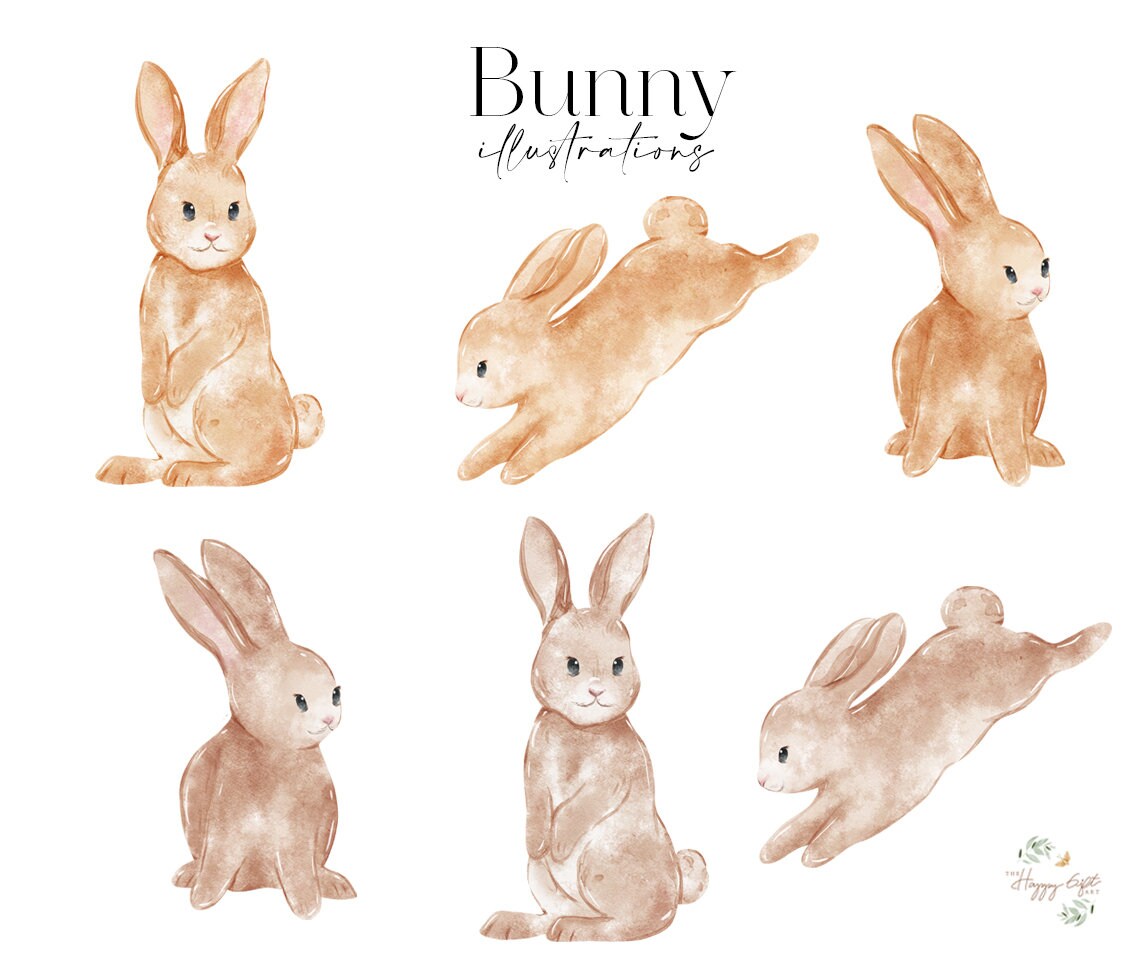 Watercolor Bunny Illustrations Bunny Watercolor - Etsy
