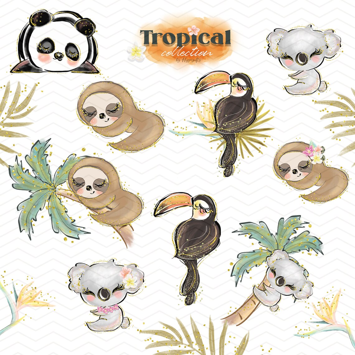 Tropical Illustrationtropical Animal Clip Artsummer Clip - Etsy