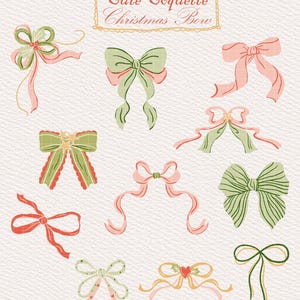 Coquette Christmas Bow Clipart , Bow Clipart, Doodle Bow Clipart ...