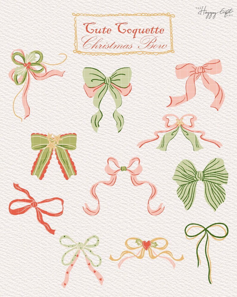Coquette Christmas Bow Clipart , Bow Clipart, Doodle Bow Clipart ...