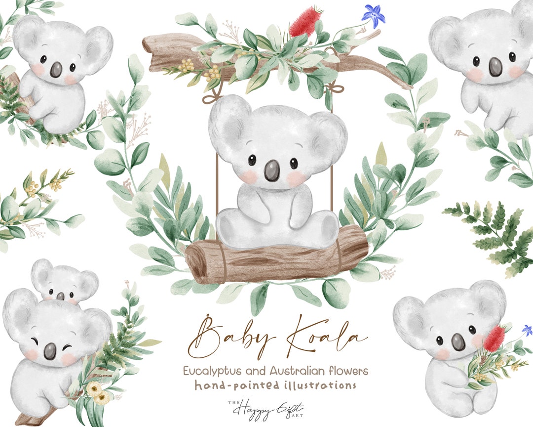 Watercolor Koala Clip Arts, Australia Animals Illustrations, Australia ...