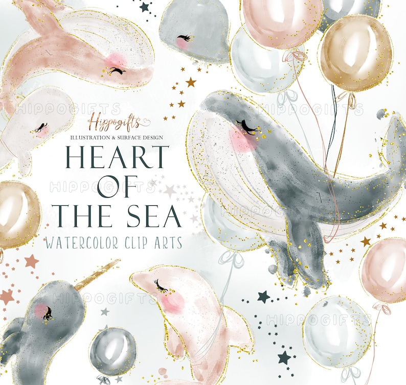 Watercolor Whale Cliparts,sealife Clipart,fish Clipart,dolphin Clipart ...