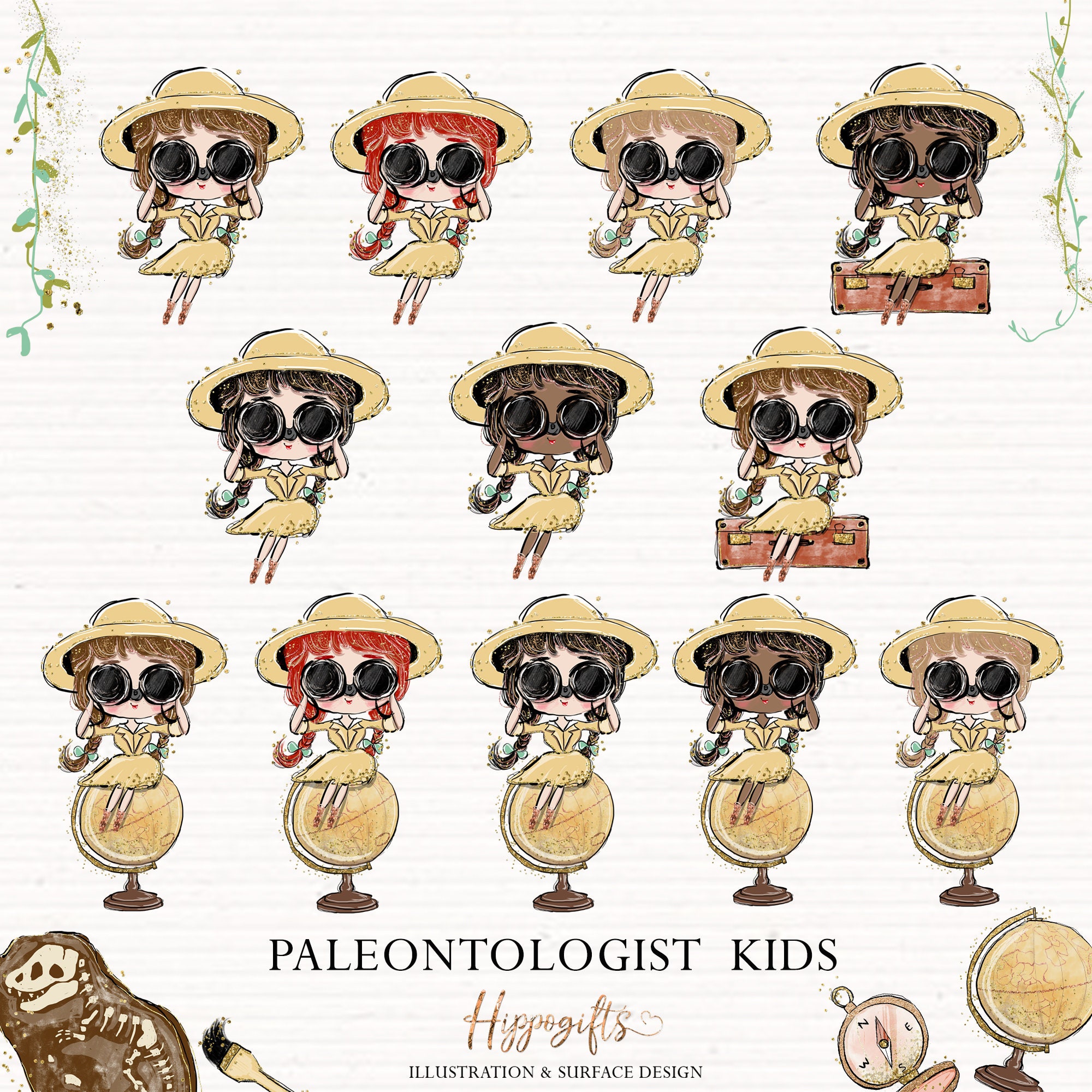 Paleontologist Clipart Safari Clipart Dinosaurs Clipartboy - Etsy