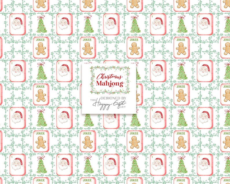 Christmas Mahjong Tiles Clipart – Mahjong Party PNG – Mahjong Seamless ...