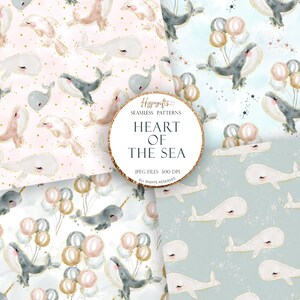 Watercolor Whale Digital Papers,sealife Pattern,fish Pattern,dolphin ...