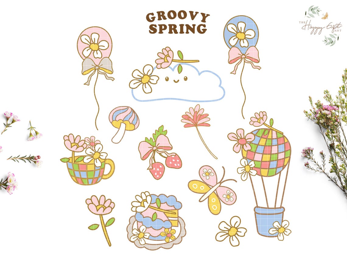 Groovy Spring Clipart , Groovy Animal Clipart, Cute Spring Clipart ...