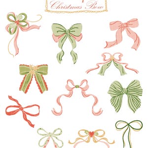Coquette Christmas Bow Clipart , Bow Clipart, Doodle Bow Clipart ...