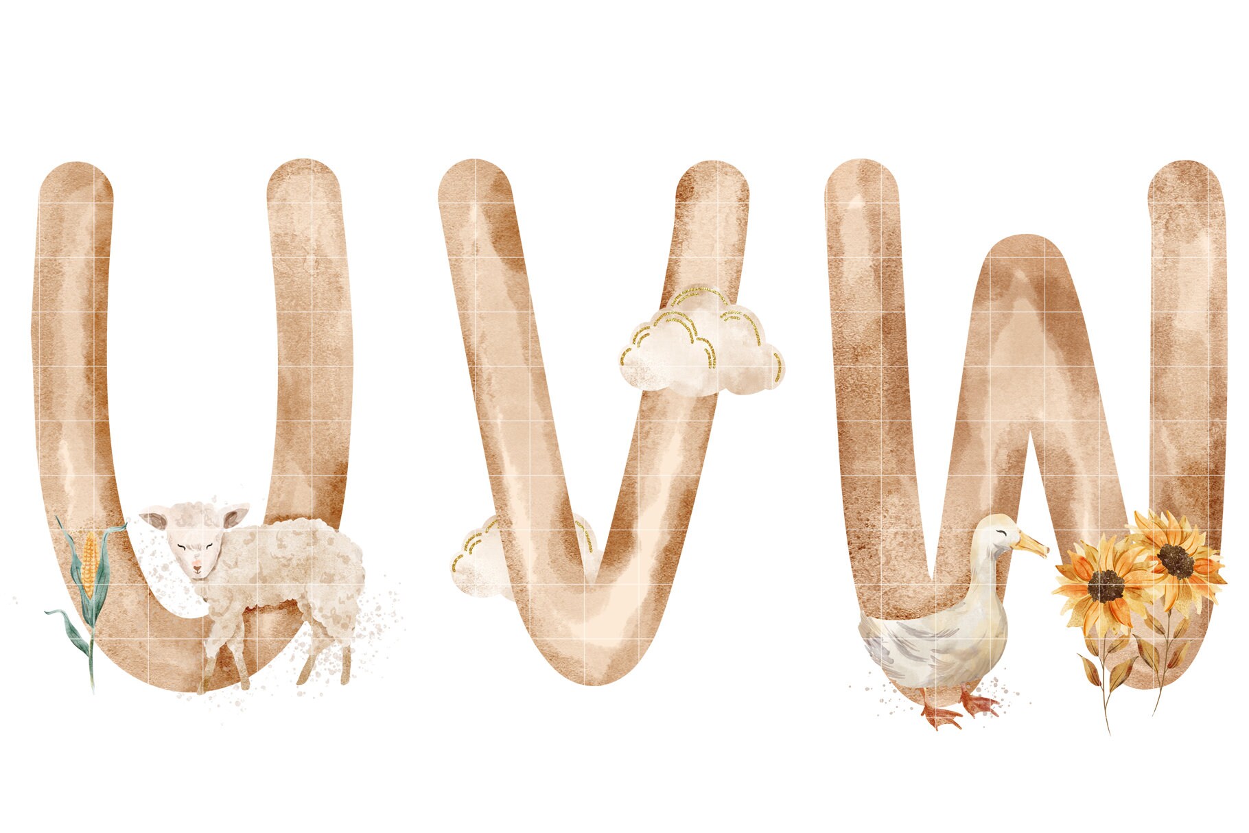 Farm Alphabet Clipart Letters Illustrationsabc - Etsy Australia