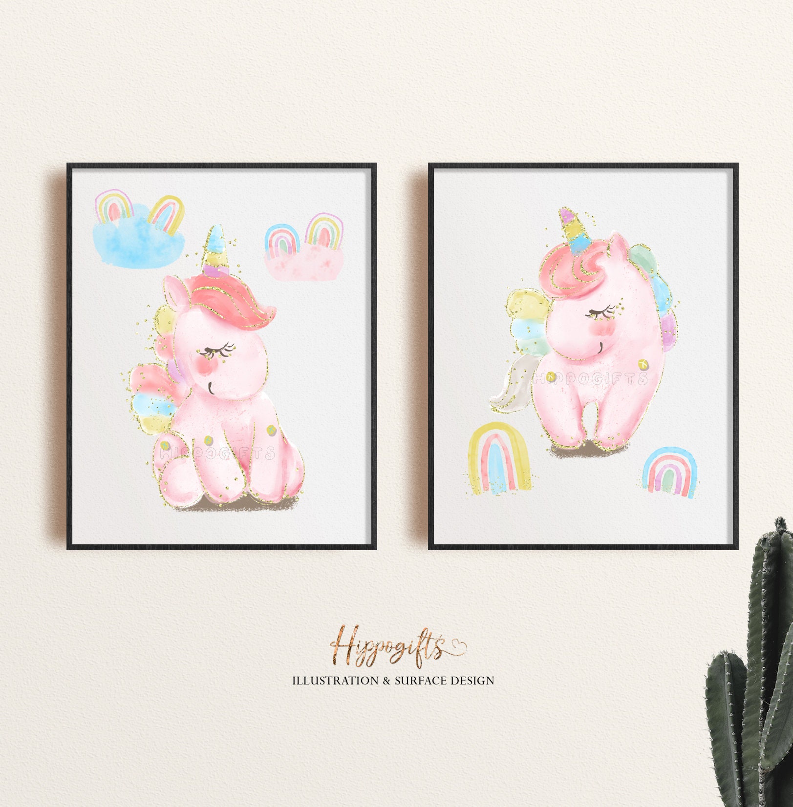 Watercolor Unicorn Clip Artsunicorn Illustrationwatercolor | Etsy