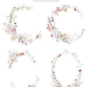 Watercolor Floral Clipart Spring Clipart Wild Flowers Clipart Wreath ...