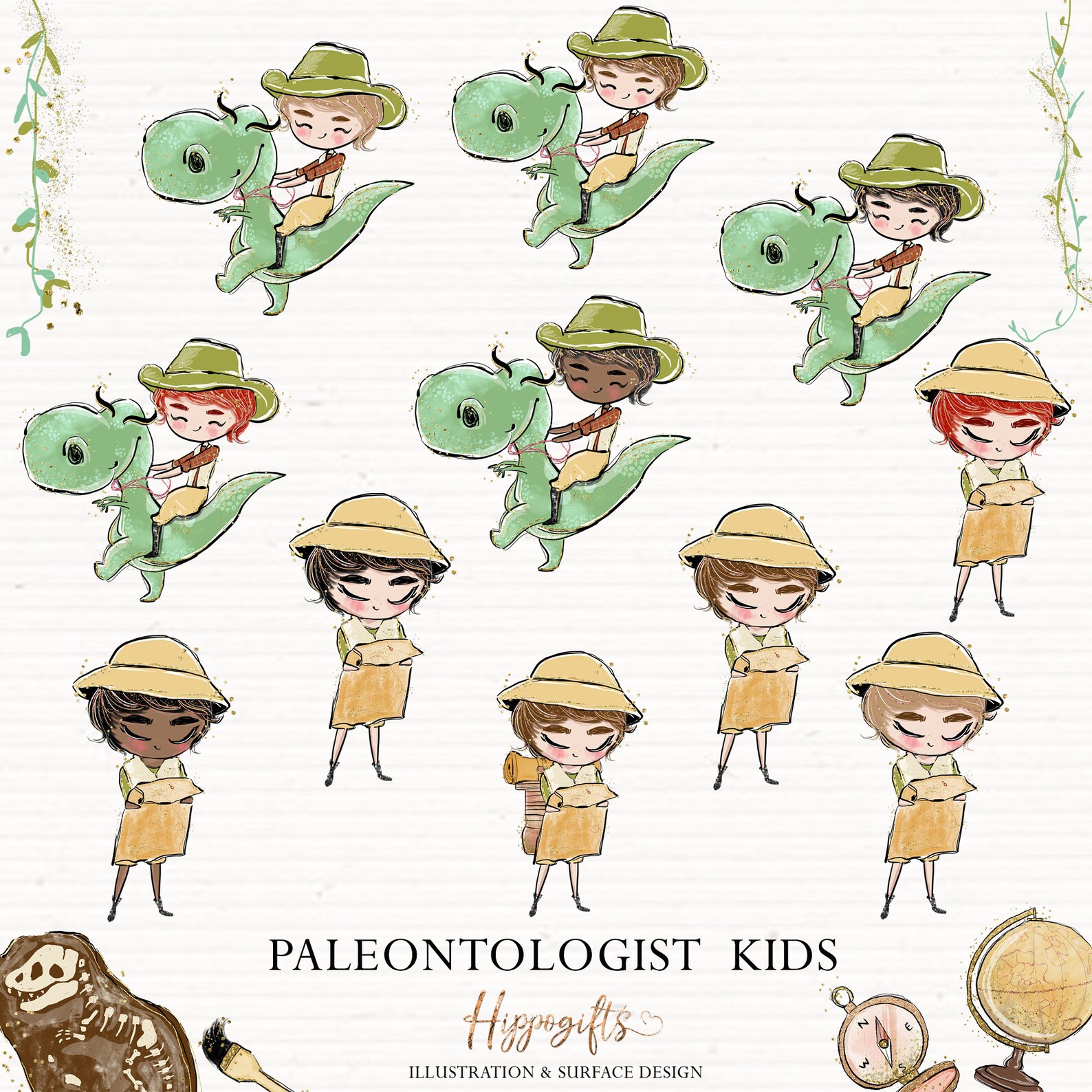 Paleontologist Clipart Safari Clipart Dinosaurs Clipartboy - Etsy