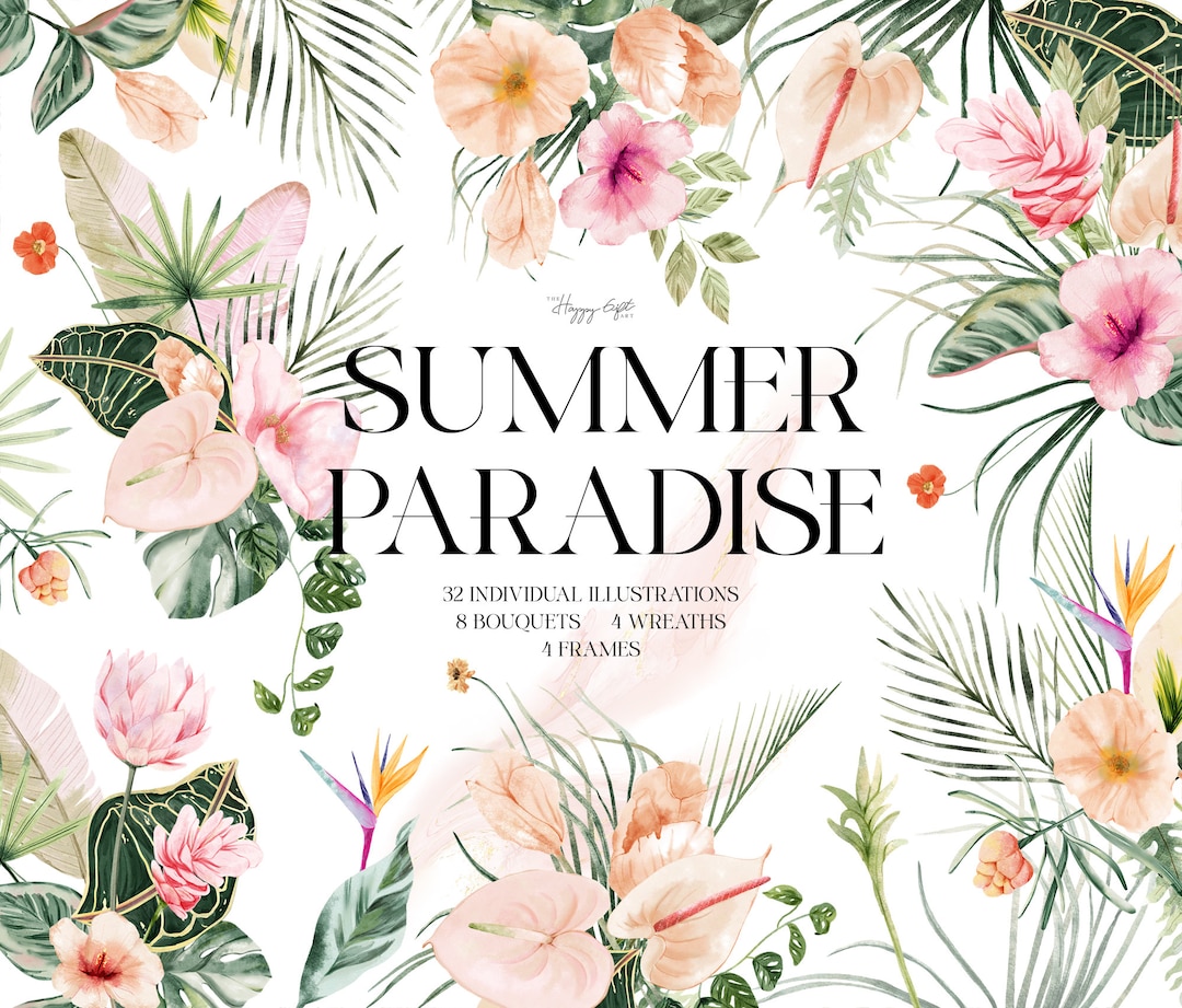 Watercolor Summer Floral Clipart, Floral Watercolor Wreaths, Watercolor ...