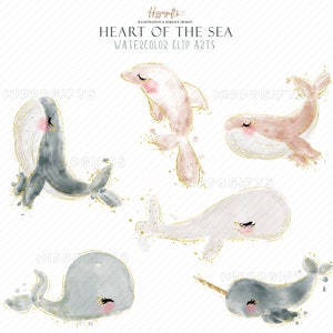 Watercolor Whale Cliparts,sealife Clipart,fish Clipart,dolphin Clipart ...