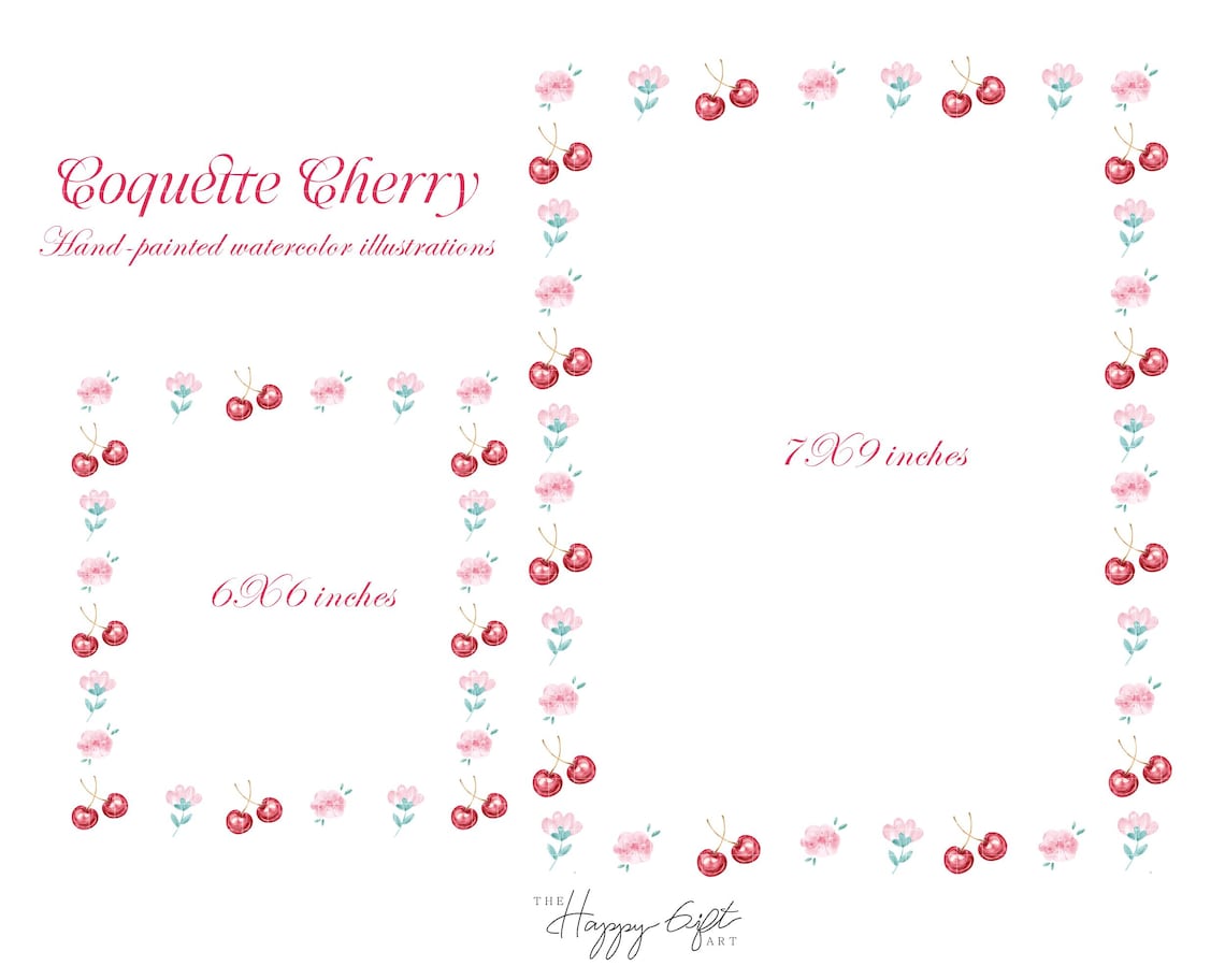 Coquette Cherry Watercolor Clip Art DIY Watercolor Clip Art Baby Shower ...