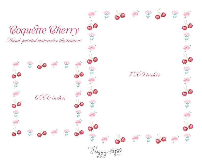 Coquette Cherry Watercolor Clip Art DIY Watercolor Clip Art Baby Shower ...