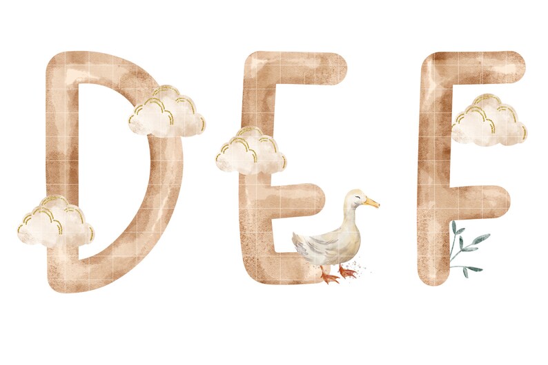 Farm Alphabet Clipart Letters Illustrationsabc - Etsy