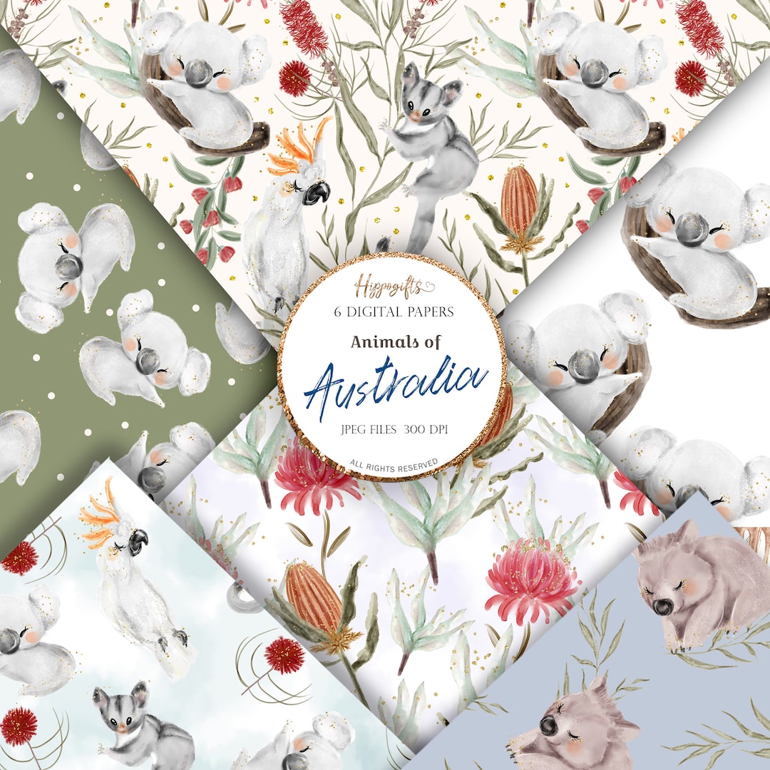 Australia Animals Pattern Australia Digital Papers Australia - Etsy