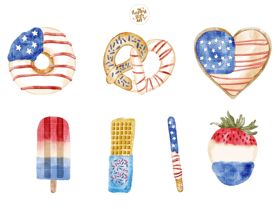 4th of July Candy Clipartspatriotic Watercolor Clip - Etsy