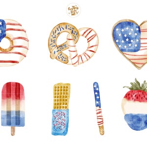 4th of July Candy Cliparts,patriotic Watercolor Clip Arts,independence ...
