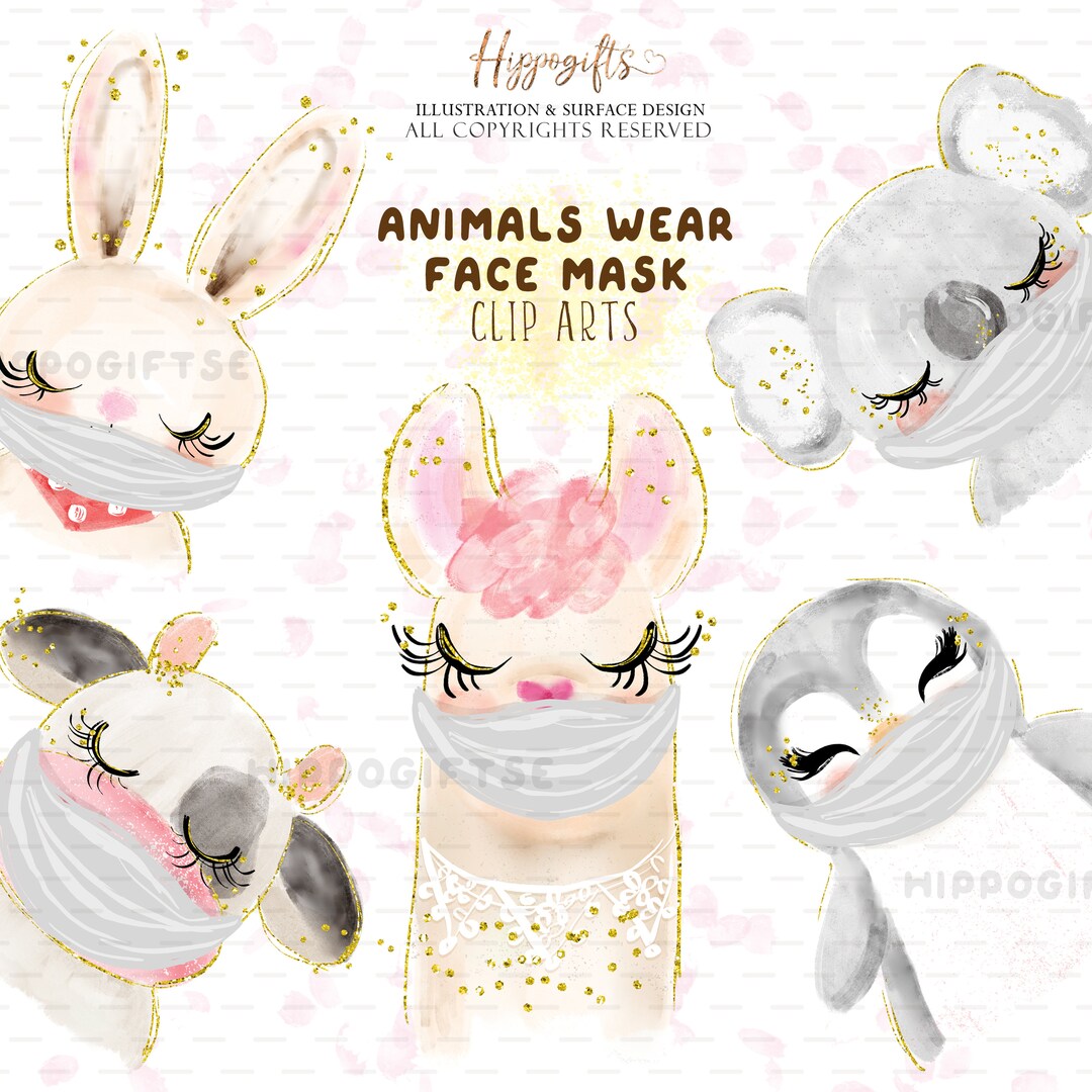 Animals Wear Face Mask Cliparts,stay Safe Cliparts,animal Cliparts ...
