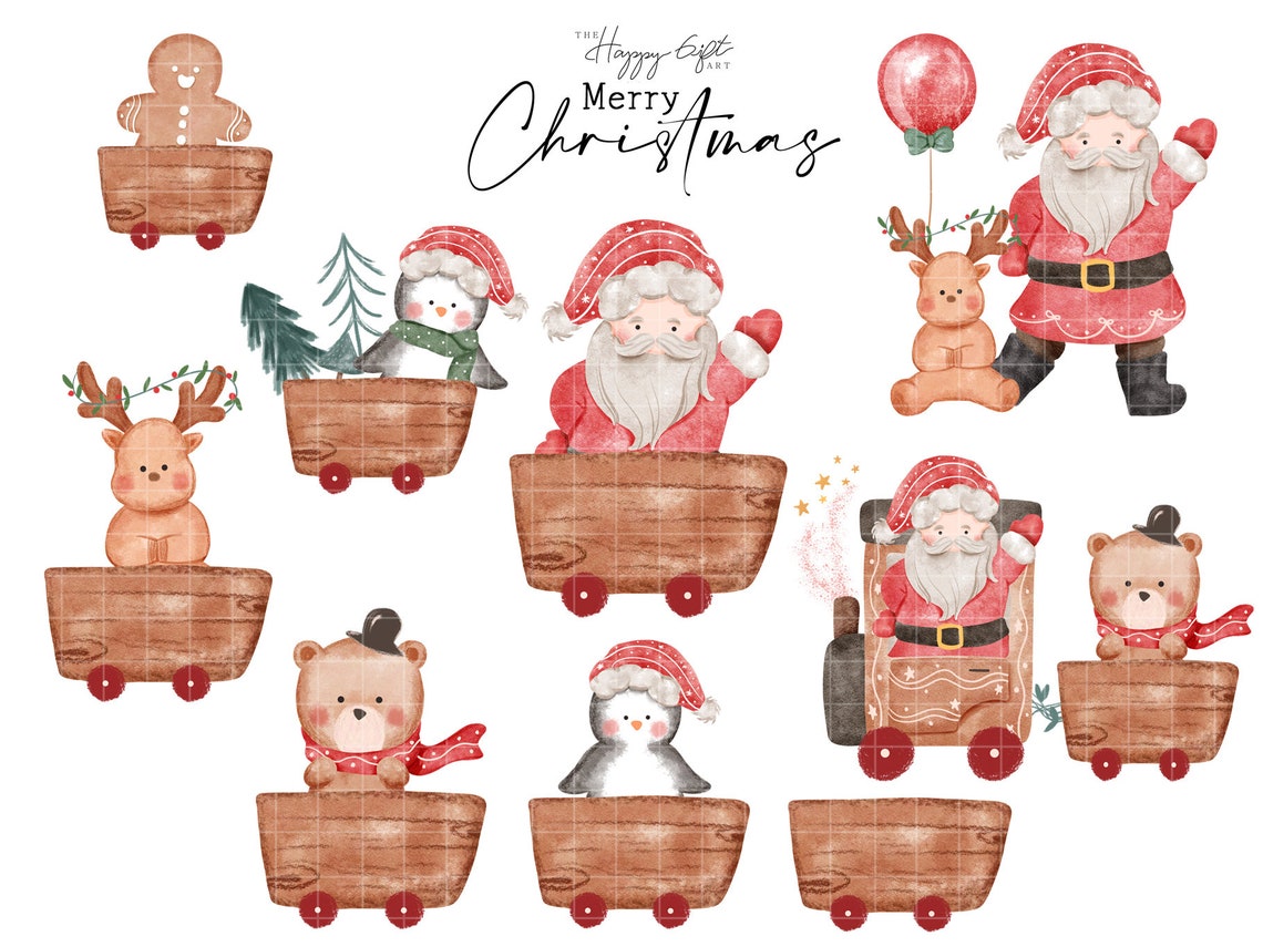 Christmas Watercolor Clipart Santa Claus Clipart Christmas - Etsy