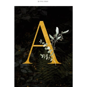 Eucalyorus Alphabet Clip Art , Gold Alphabet Clip Art , Eucalyptus ...