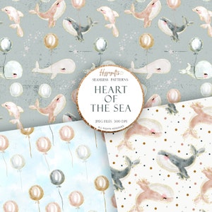 Watercolor Whale Digital Papers,sealife Pattern,fish Pattern,dolphin ...