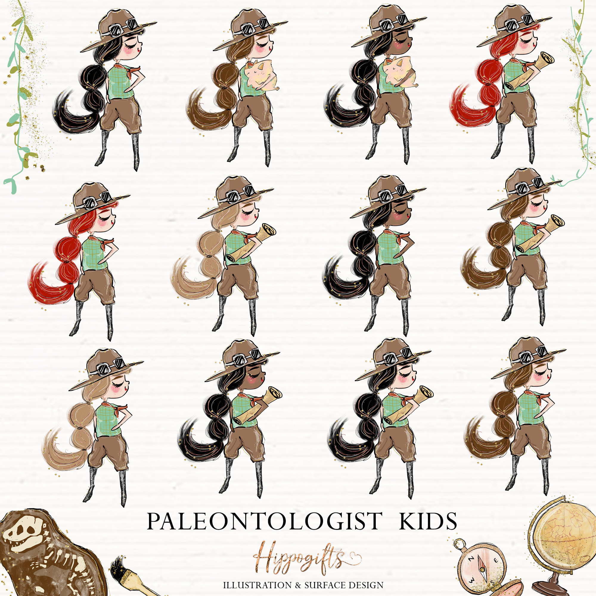 Paleontologist Clipart Safari Clipart Dinosaurs Clipartboy - Etsy