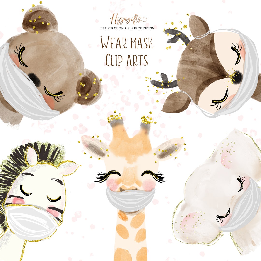 Animals Wear Face Mask Cliparts,stay Safe Cliparts,animal Cliparts M000 ...
