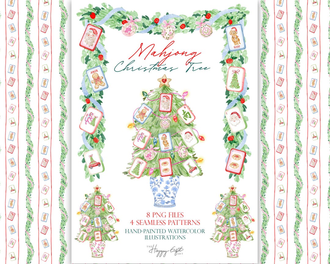 Mahjong Christmas Tree - Christmas Garland - Chinoiserie Christmas ...