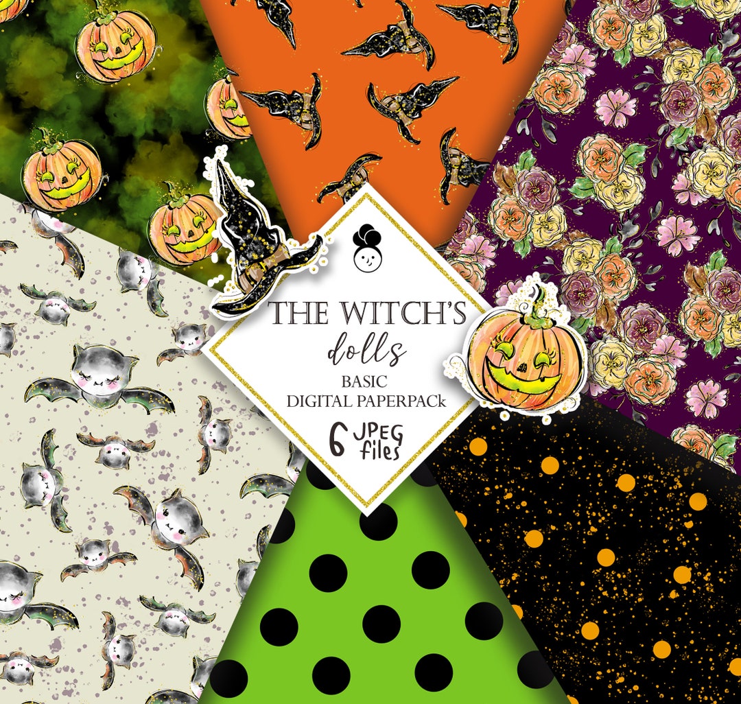 Halloween Digital Papers,witches Paper,halloween Illustration,halloween ...