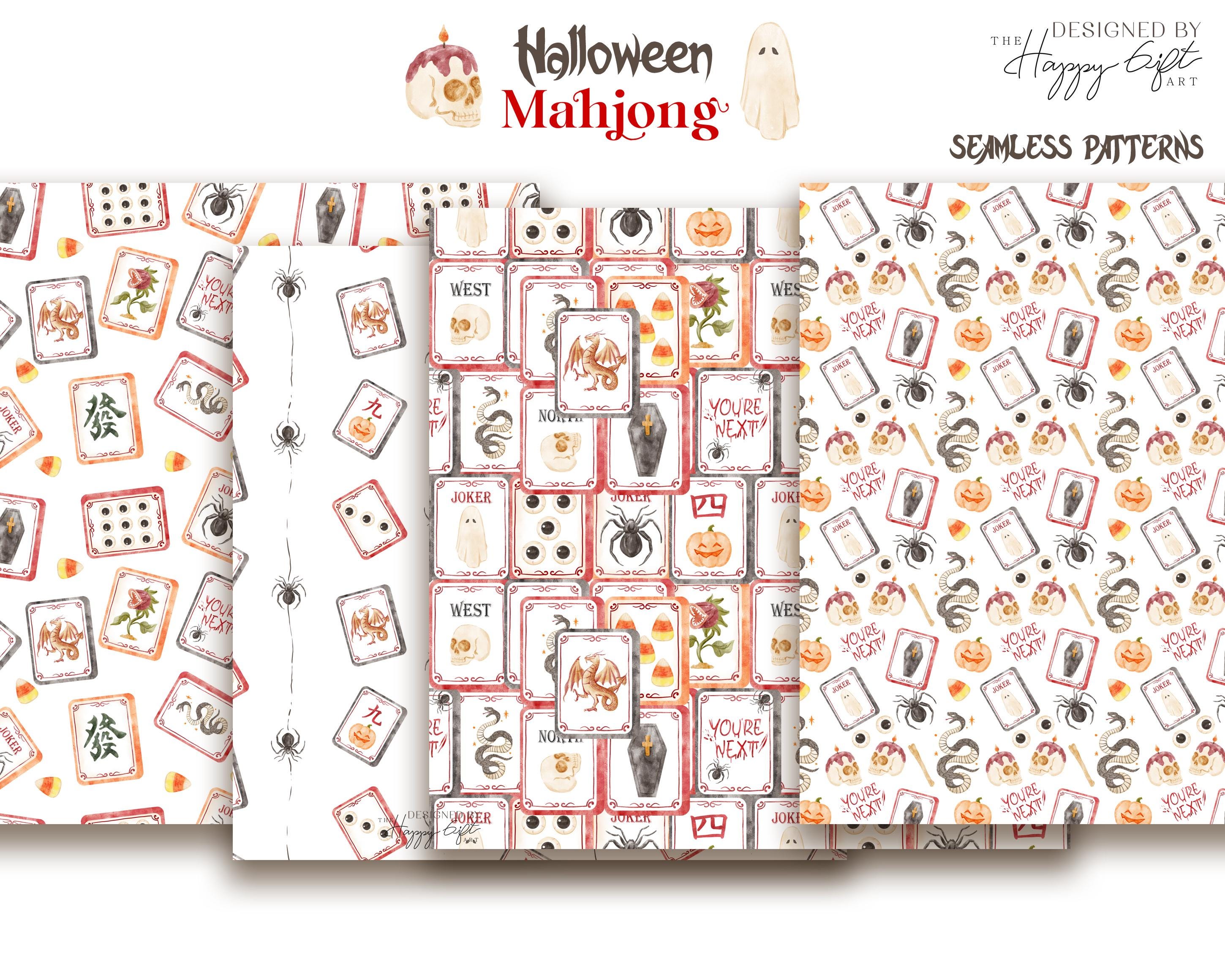 Halloween Mahjong Tiles Clipart - Halloween Mahjong PNG - Spooky ...