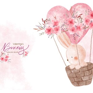 Valentine's Day Bunnies Clipart, Bunnies Watercolor Illustration ...