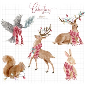 Woodland Christmas Clip Art, Animal Christmas Clip Art, Christmas ...