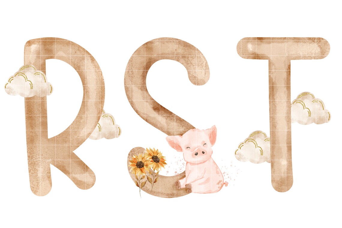 Farm Alphabet Clipart Letters Illustrationsabc - Etsy