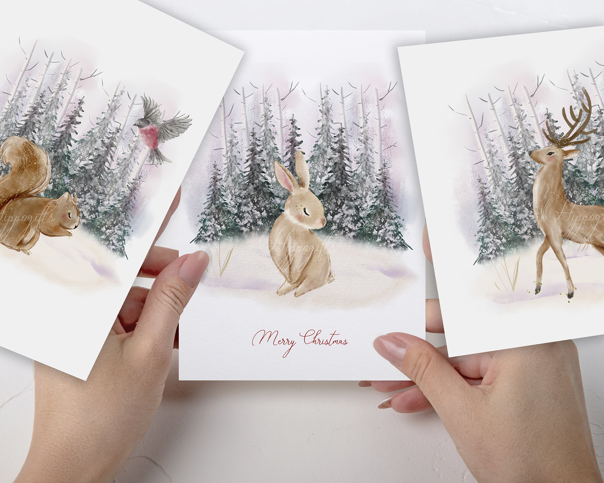 Woodland Christmas Clip Art Animal Christmas Clip Art - Etsy