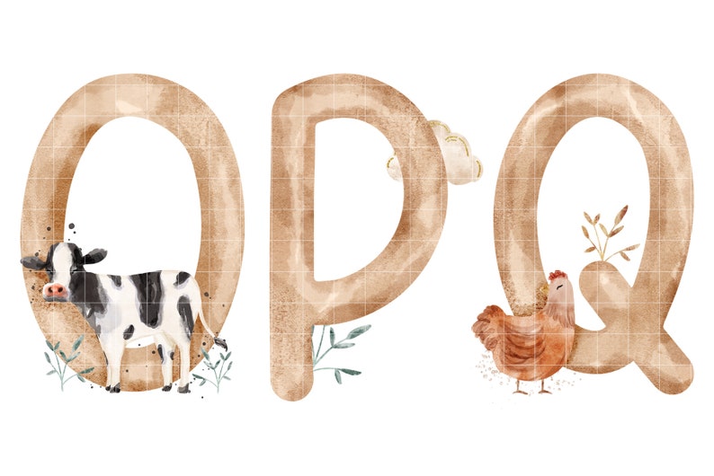 Farm Alphabet Clipart Letters Illustrationsabc - Etsy