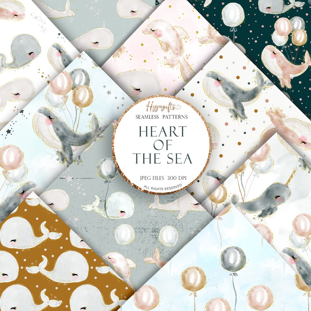 Watercolor Whale Digital Papers,sealife Pattern,fish Pattern,dolphin ...